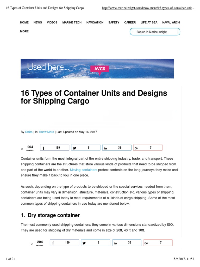 16 Types of Shipping Container Units | PDF | Cargo | Freight Transport