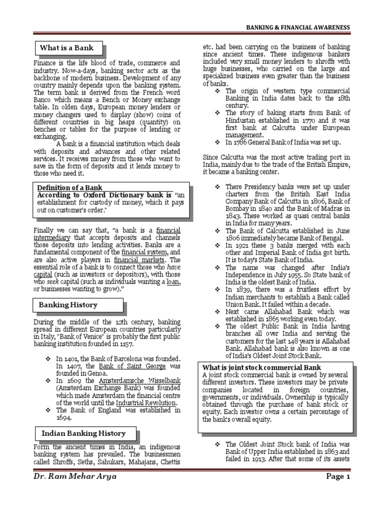 Banking History | PDF | Banks | Money