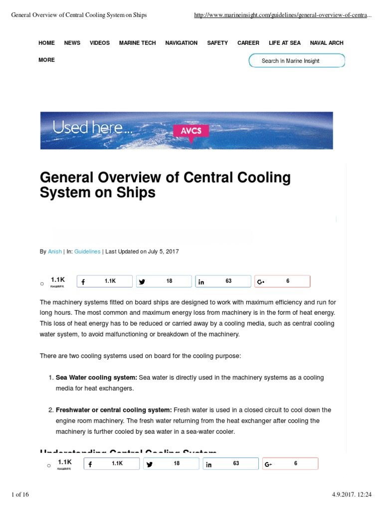 Central Cooling System On Ships | PDF | Pump | Water