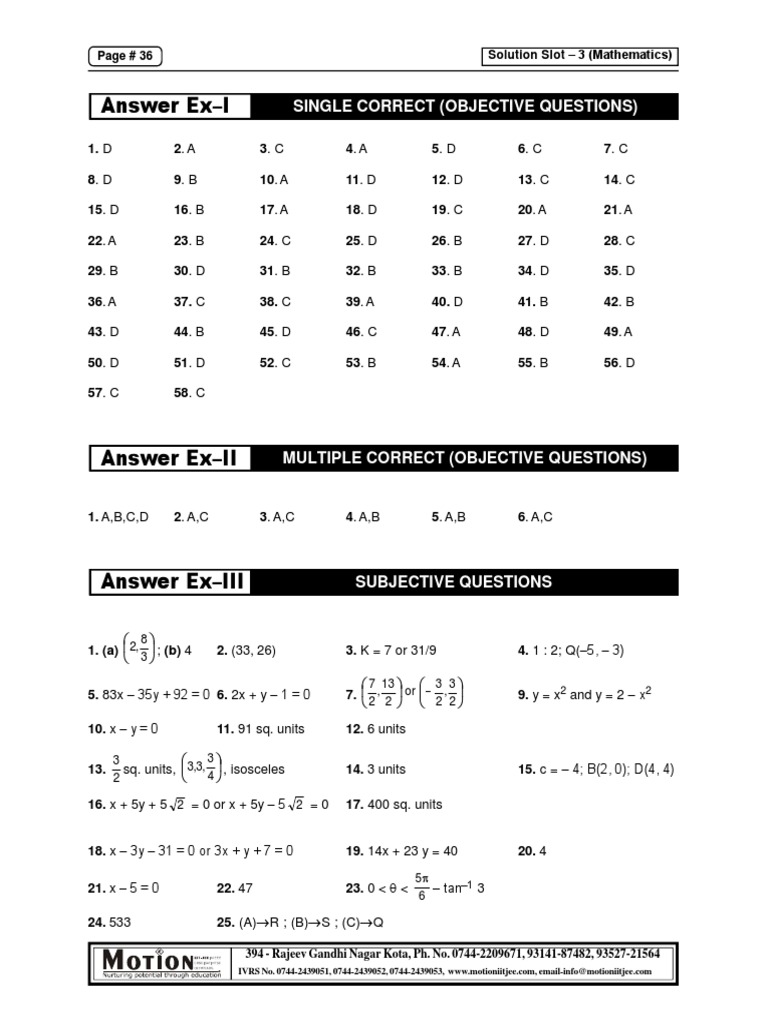 Answer Key | PDF | Teaching Mathematics