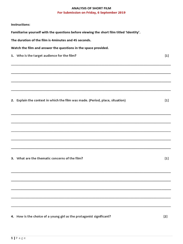 Short Film Analysis: 'Identity' Insights | PDF | Psychological Concepts ...