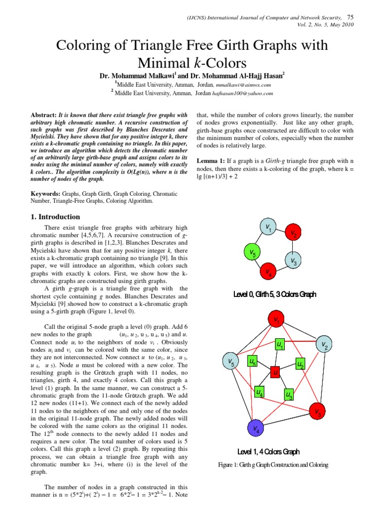 Coloring of Triangle Free Girth Graphs With Minimal K-Colors | PDF | Vertex (Graph Theory ...