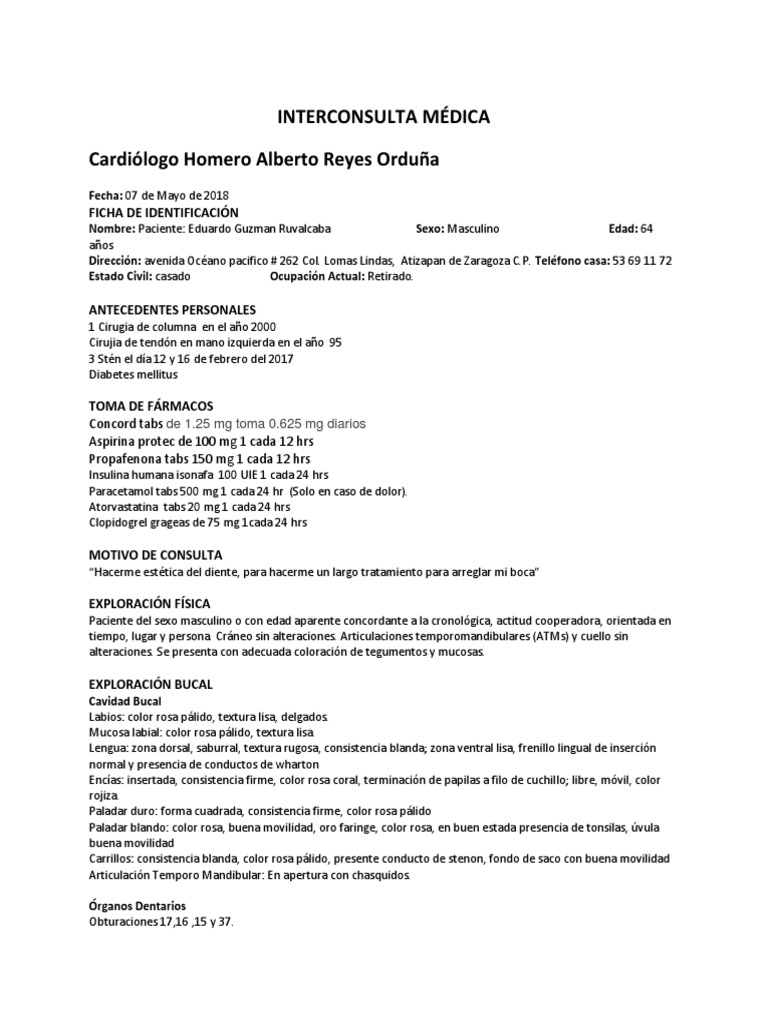 Interconsulta Medica. | PDF | Odontología | Boca