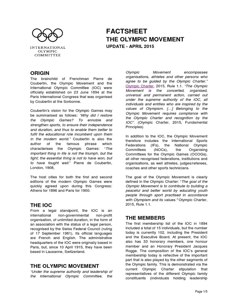 The Olympic Movement | Download Free PDF | Olympic Games ...
