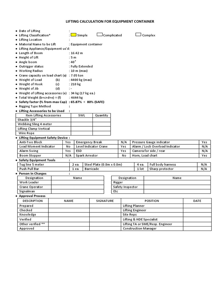 Calculation Unloading Equipment Container | PDF | Crane (Machine ...