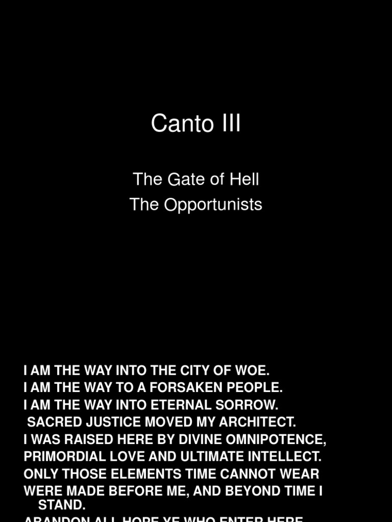 Canto III: The Gate of Hell The Opportunists | PDF | Inferno (Dante) | Hell