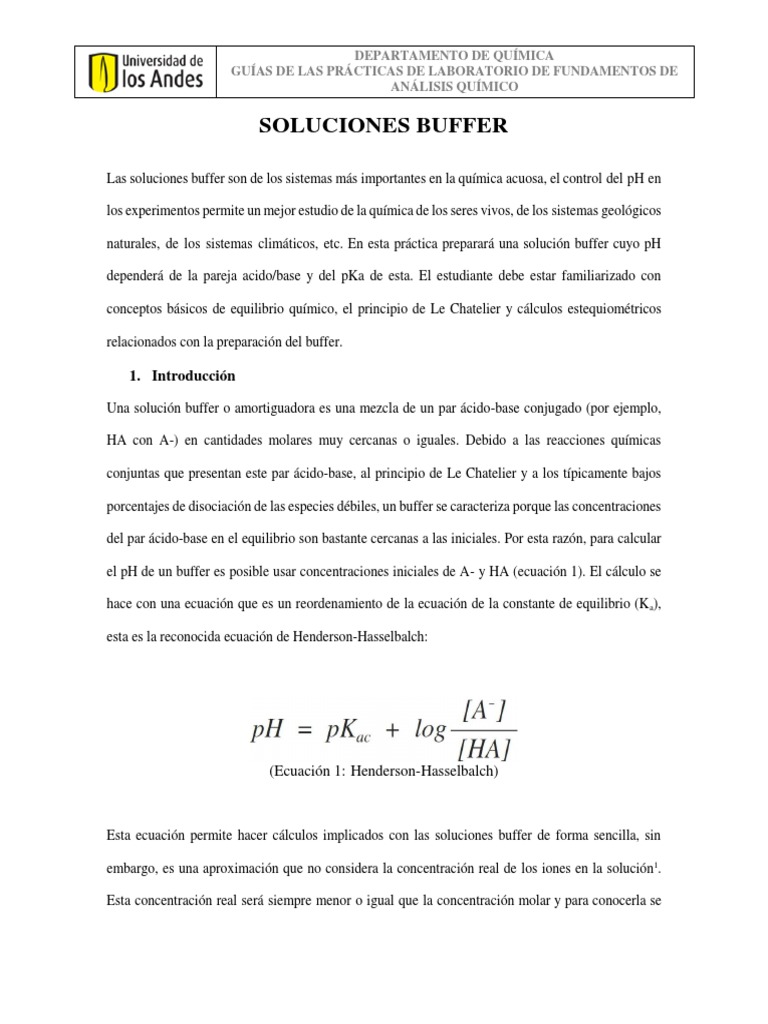 Soluciones Buffer | PDF | Solución tampón | Equilibrio químico