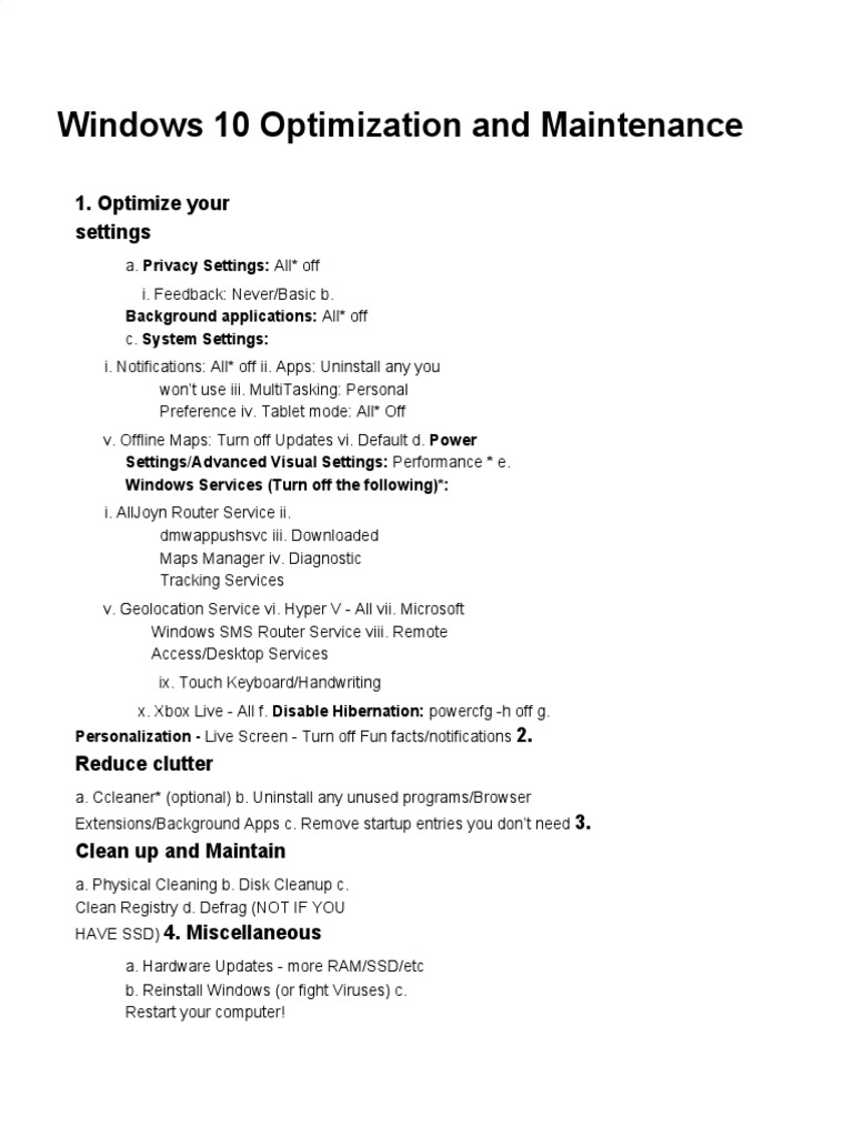 Windows 10 Optimization and Maintenance: 1. Optimize Your Settings ...