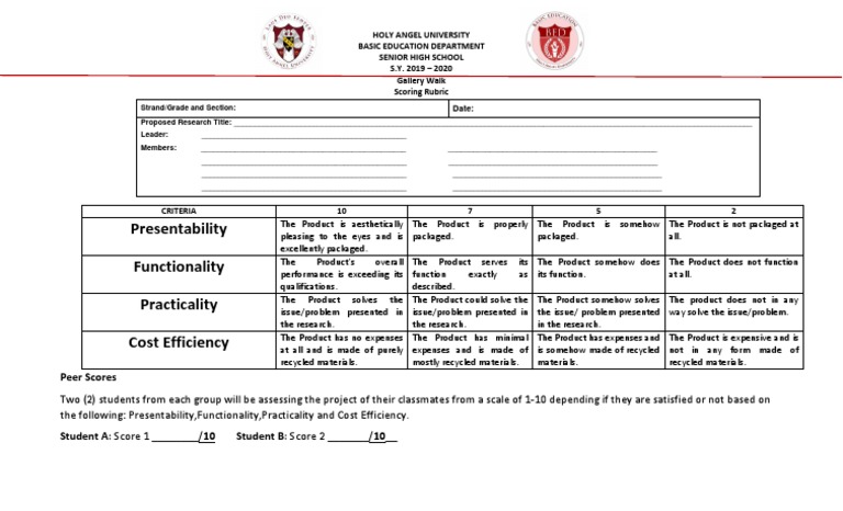 Gallery Walk Scoring Rubric Guide | PDF | Rubric (Academic) | Behavior ...