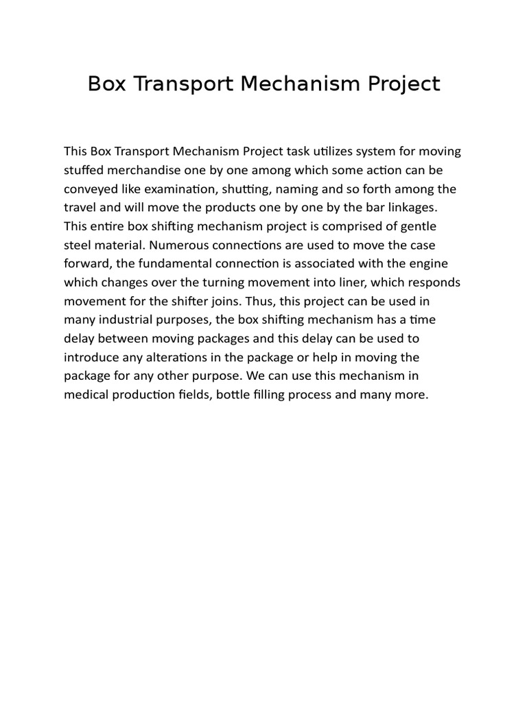 Box Transport Mechanism Project | PDF