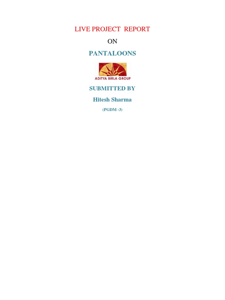 Live Project Report: Pantaloons | PDF