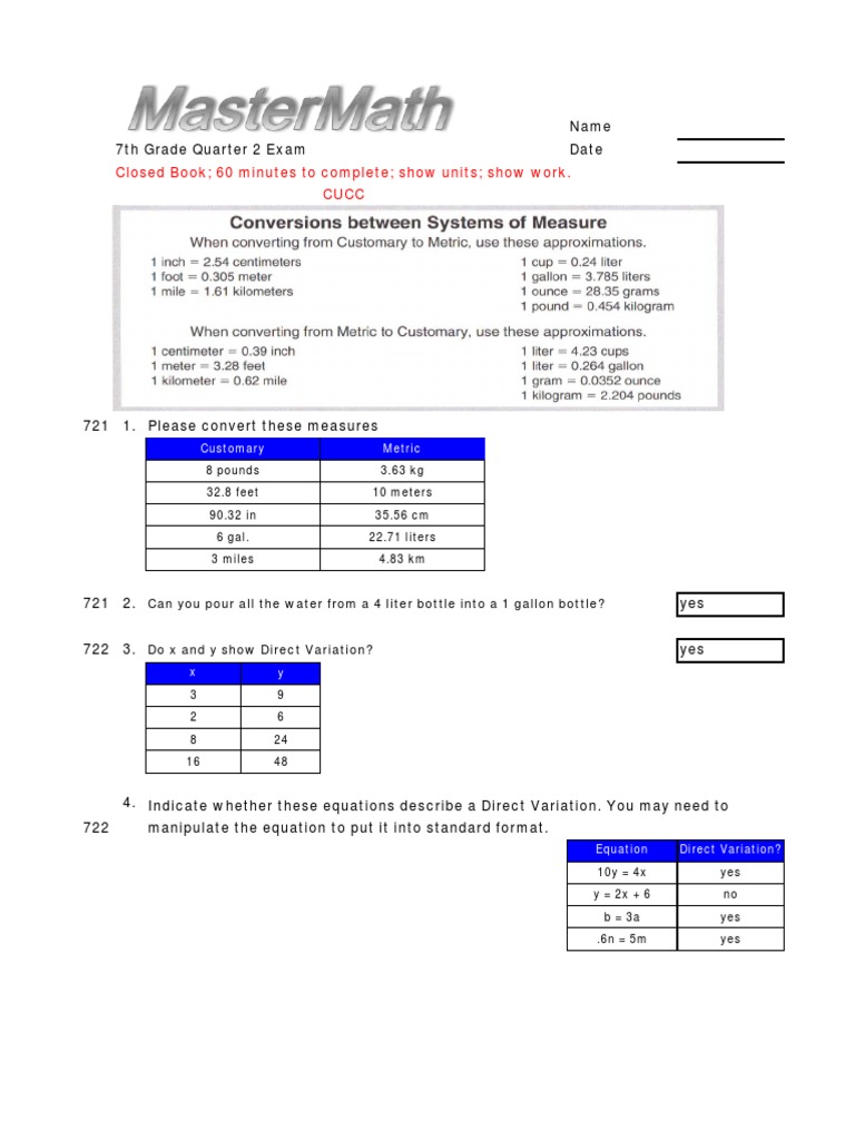7th Grade Quarter 2 Assessment | PDF | Triangle | Area