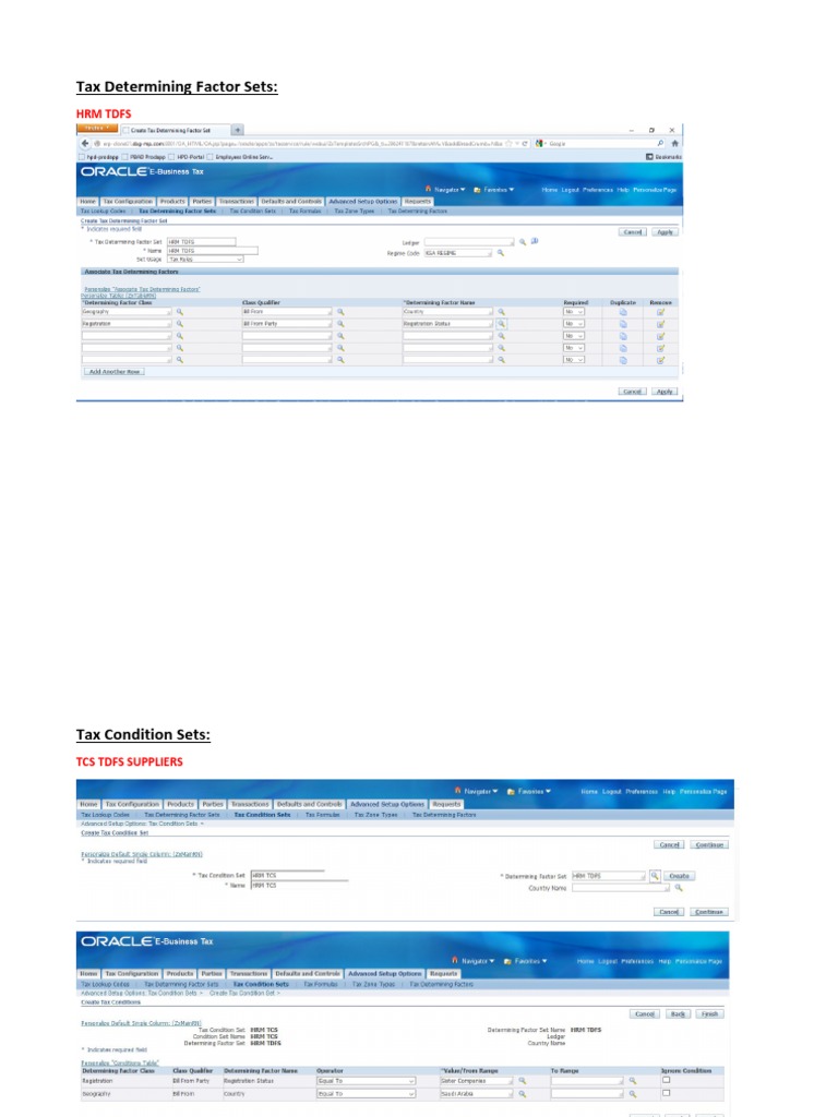 Tax Determining Factor Sets:: HRM Tdfs | PDF