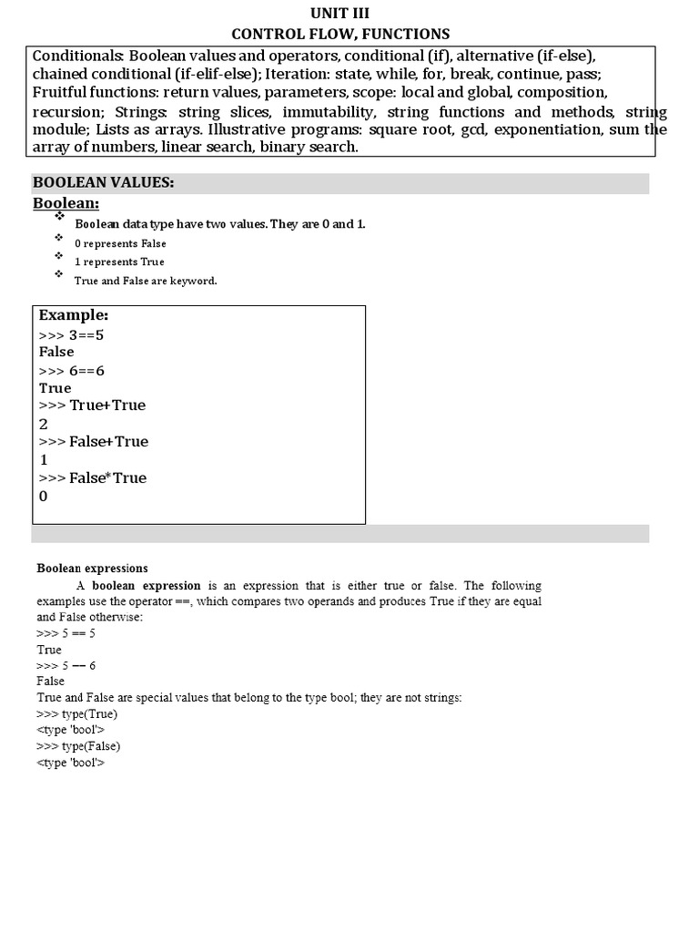 Unit III PDF | PDF | Parameter (Computer Programming) | Control Flow