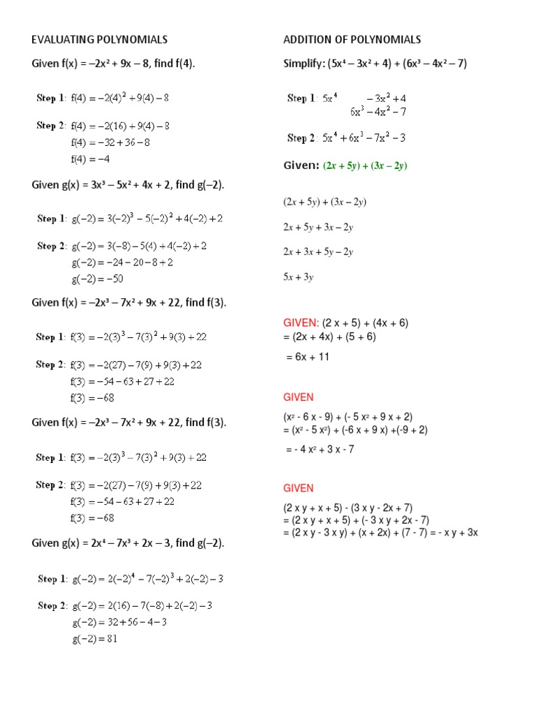 Evaluating Polynomials | PDF