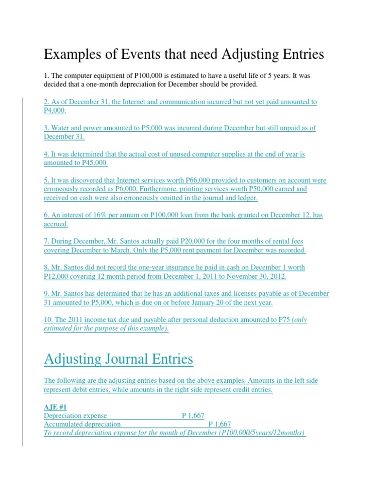 Adjusting Entries Examples | PDF | Debits And Credits | Expense