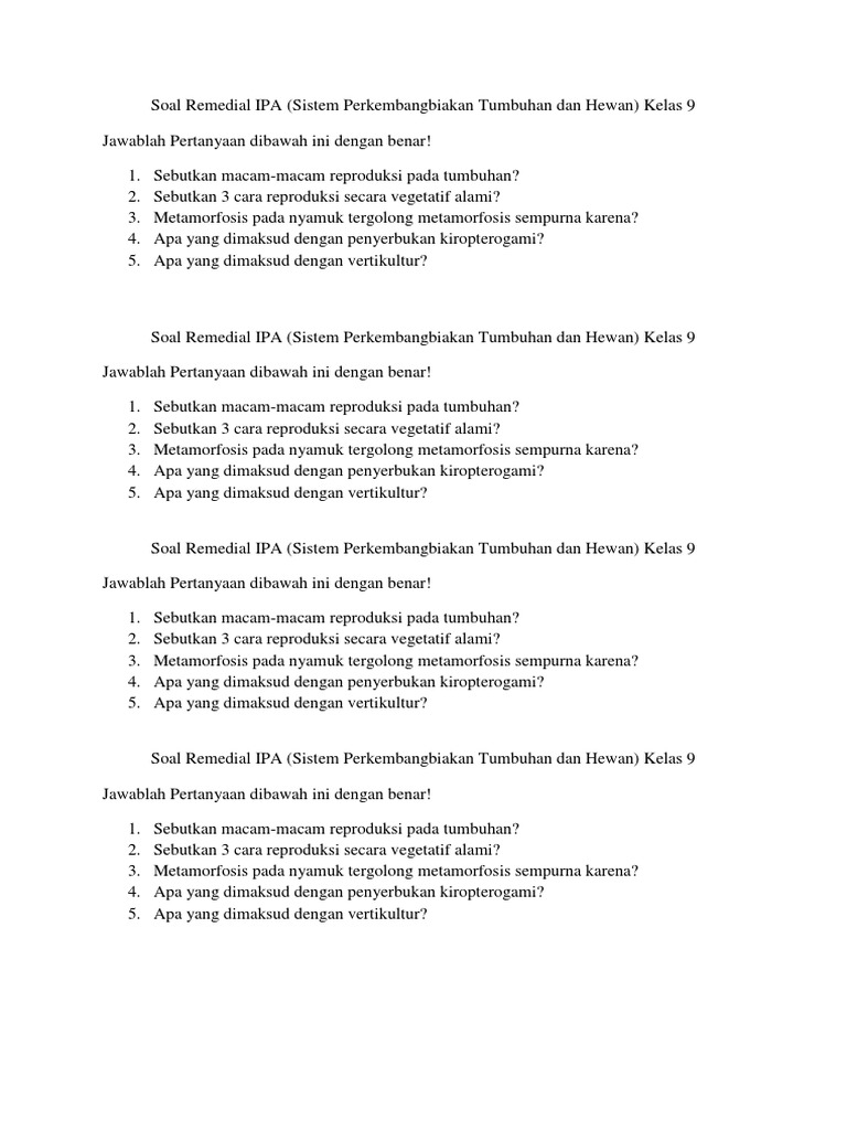 Soal Remedial IPA Kls 9 | PDF