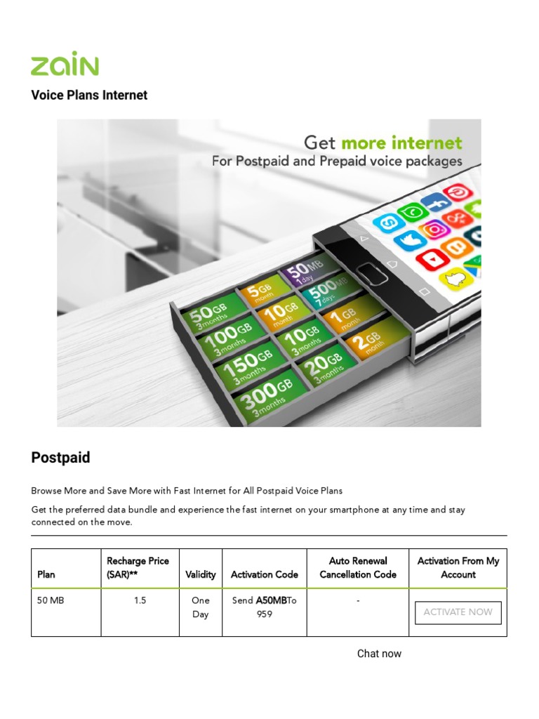 Postpaid 4G Internet Packages & Data Plans - Zain KSA | PDF ...