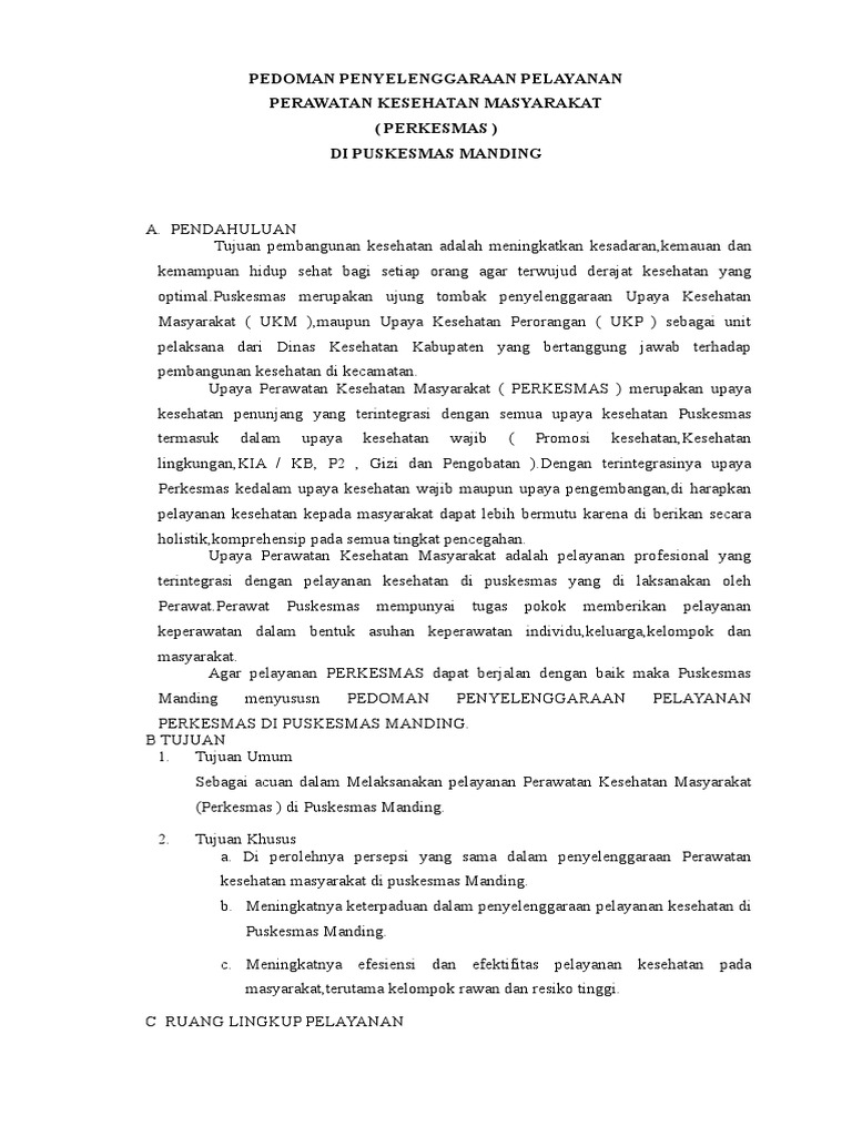 Definisi Operasional Dan Cara Pengisian Program Perkesmas | PDF