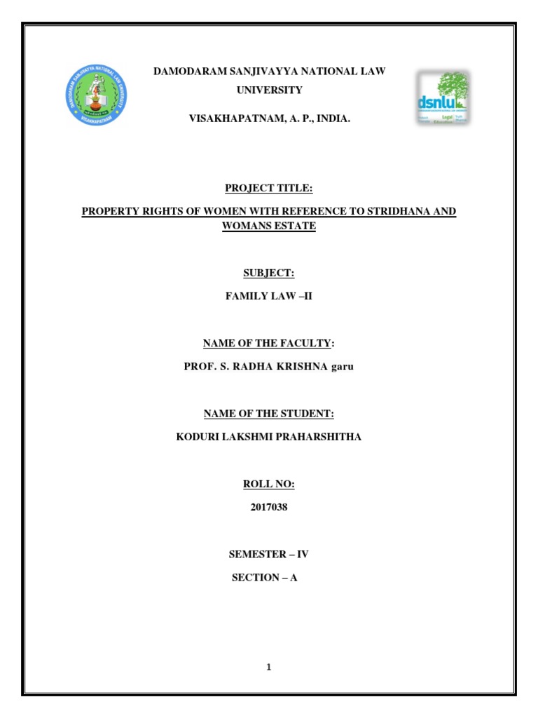 Family Law Project Final | Download Free PDF | Ownership | Property