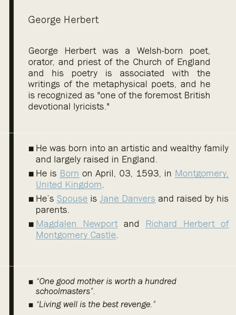 George Herbert: Metaphysical Poet Overview | PDF | Classics | General ...