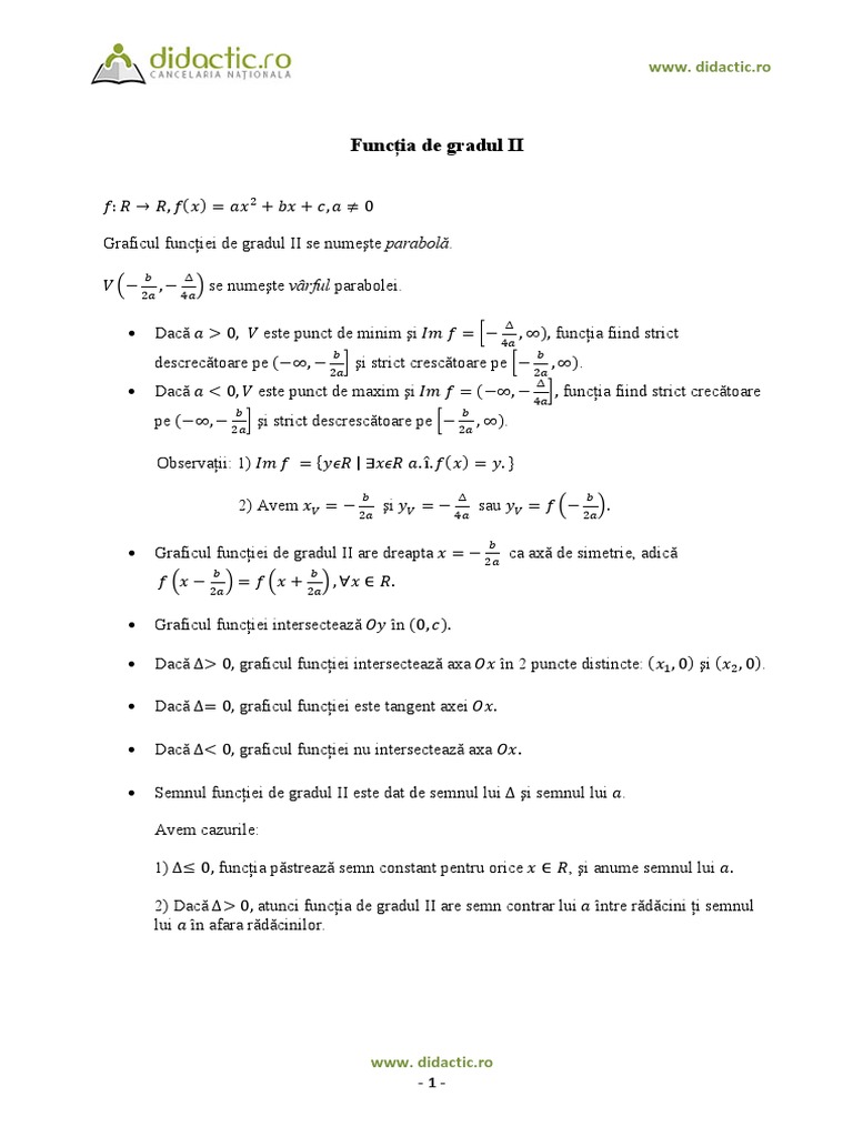Functia de Gradul II 3 PDF | PDF