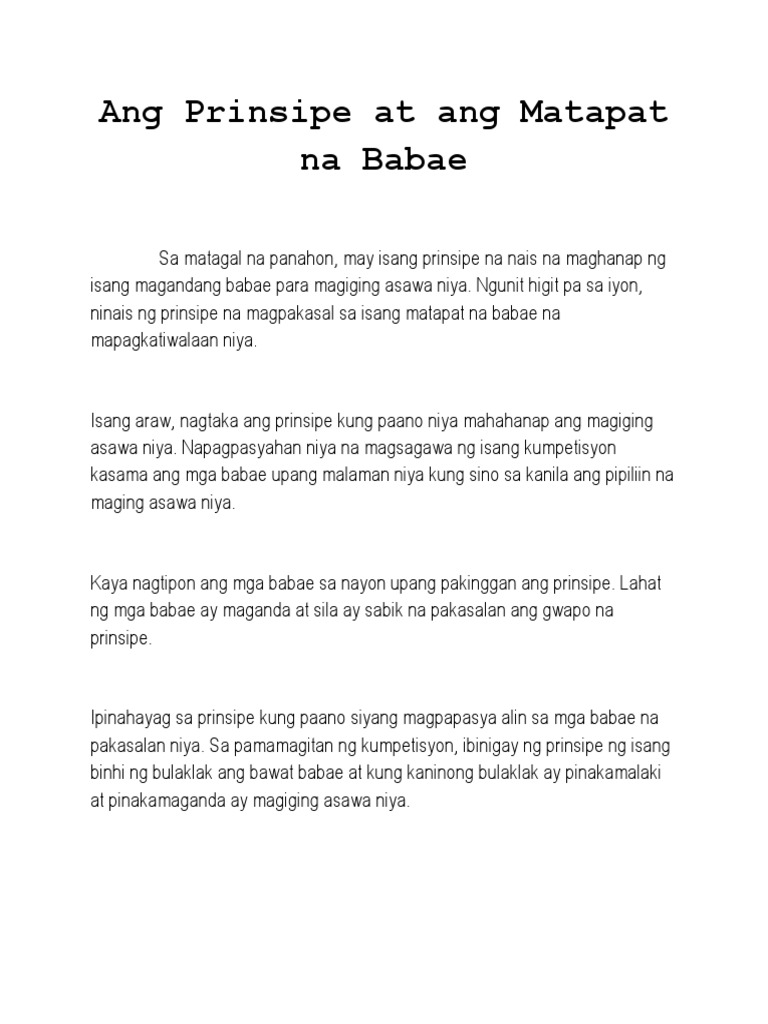 Ang Prinsipe at Ang Matapat Na Babae | PDF