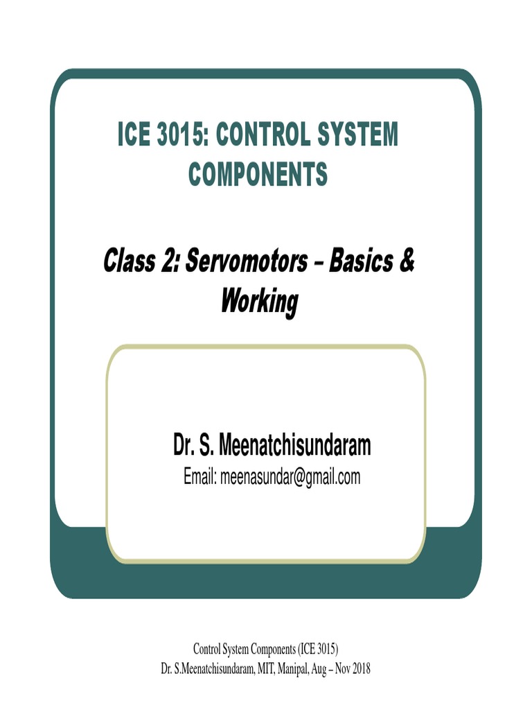 Class 2: Servomotors - Basics & Working: Ice 3015: Control System Components | PDF ...