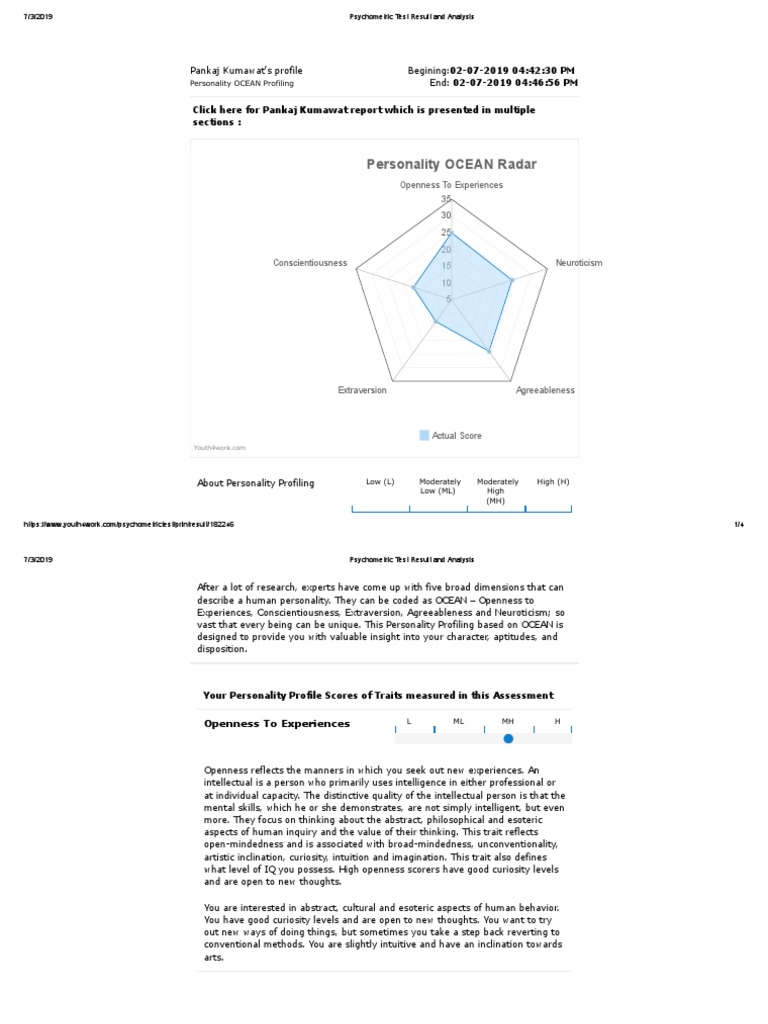 Psychometric Test | PDF | Extraversion And Introversion | Anxiety