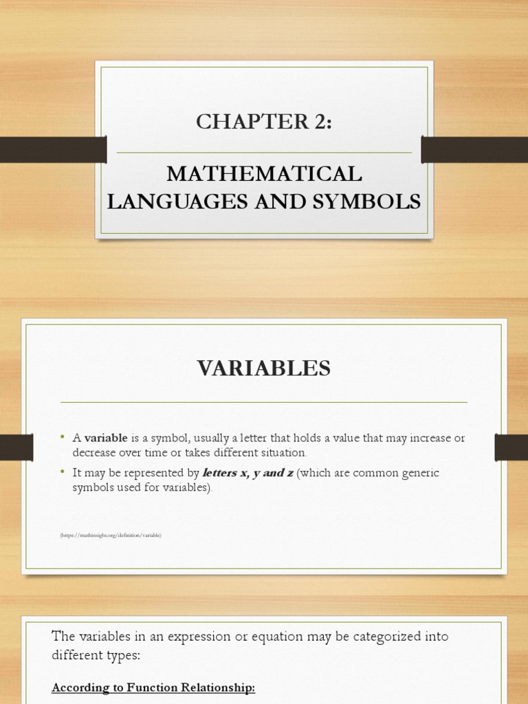 Mathematical Languages and Symbols | PDF | Set (Mathematics) | Variable (Mathematics)