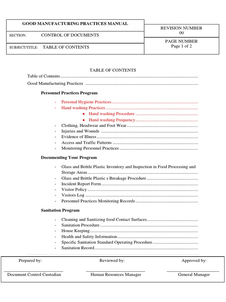 Good Manufacturing Practices Manual: Section | Download Free PDF ...