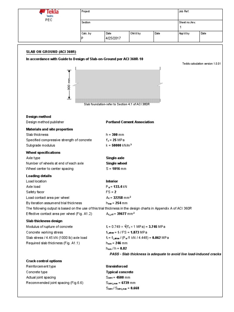 Slab Foundation-Refer To Section 4.1 of ACI 360R: Project Job Ref | PDF ...