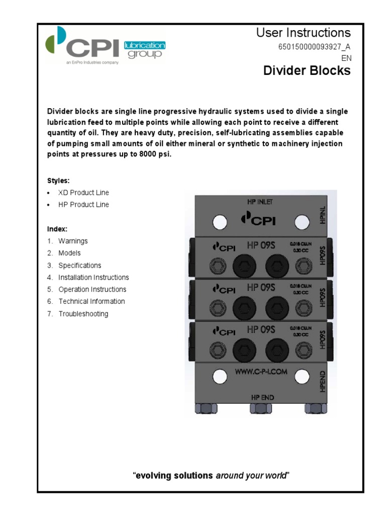 Compressor Divider Block Instruction | PDF | Valve | Pump