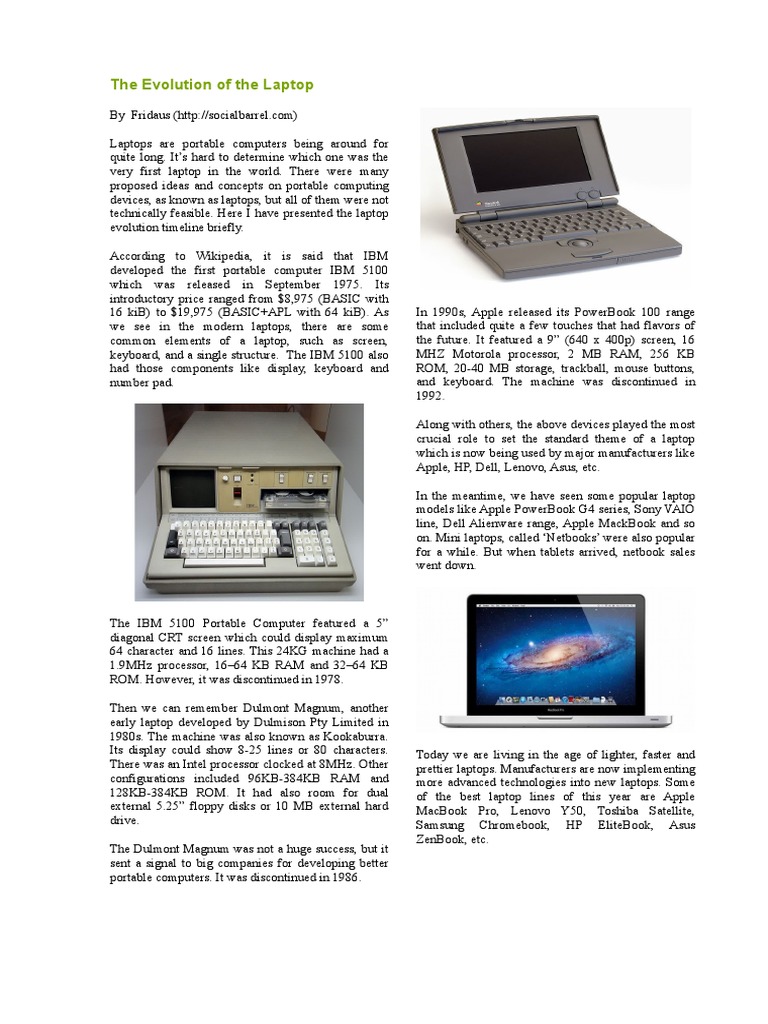 The Evolution of The Laptop | PDF | Laptop | Video Game Platforms