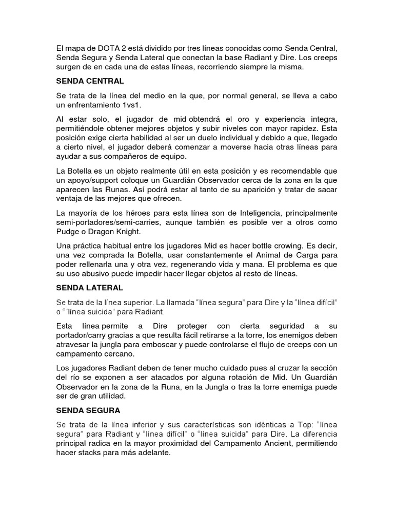 El Mapa de DOTA 2 Está Dividido Por Tres Líneas Conocidas Como | PDF ...