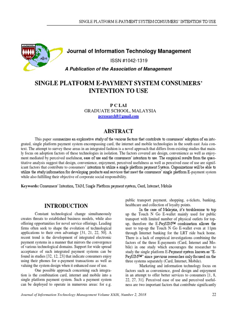 Single Platform E Payment System Consumers Pdf Pdf Usability