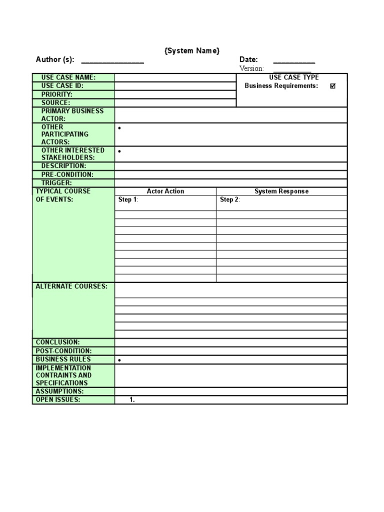 Business Use Case Template | PDF