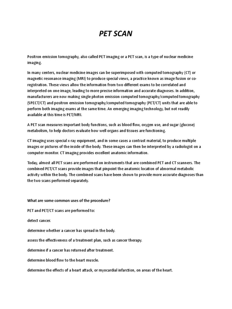 Pet Scan: What Are Some Common Uses of The Procedure? | PDF | Positron ...