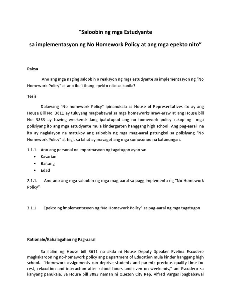 Saloobin NG Mga Estudyante at Mga Magulang Sa Implementasyon NG No ...