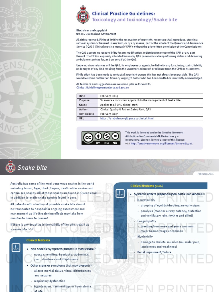 CPG Snake Bite | PDF | Clinical Medicine | Diseases And Disorders