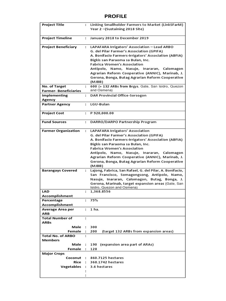 Area Profile | PDF | Food Industry | Asset Management