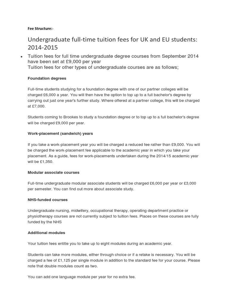 Oxford Fee Structure | PDF | Undergraduate Education | Academic Degree