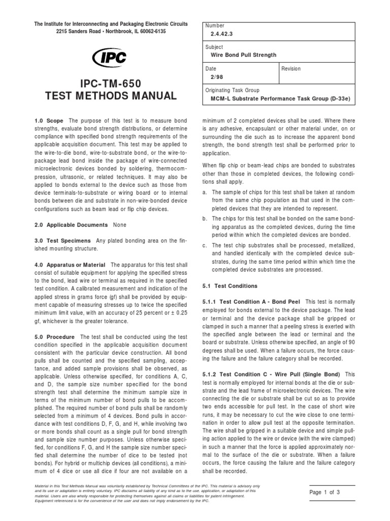 IPC-TM-650 Test Methods Manual 2.4.42.3 | PDF | Integrated Circuit ...
