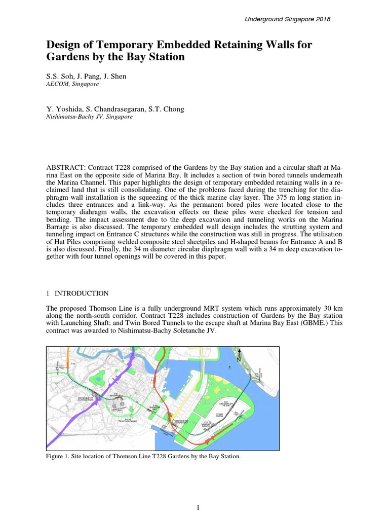 Design of Retaining Walls for MRT Station | PDF | Deep Foundation | Tunnel
