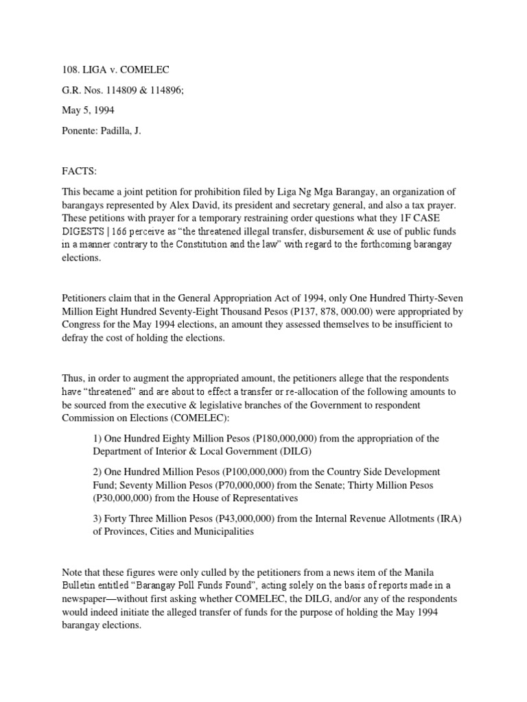 108 Liga V Comelec | Download Free PDF | Commission On Elections ...