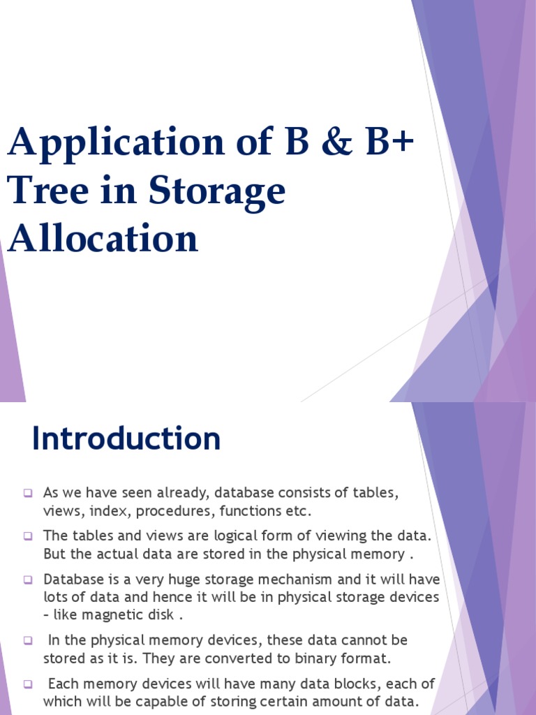 Application of B & B+ Tree in Storage Allocation | PDF | Hard Disk ...