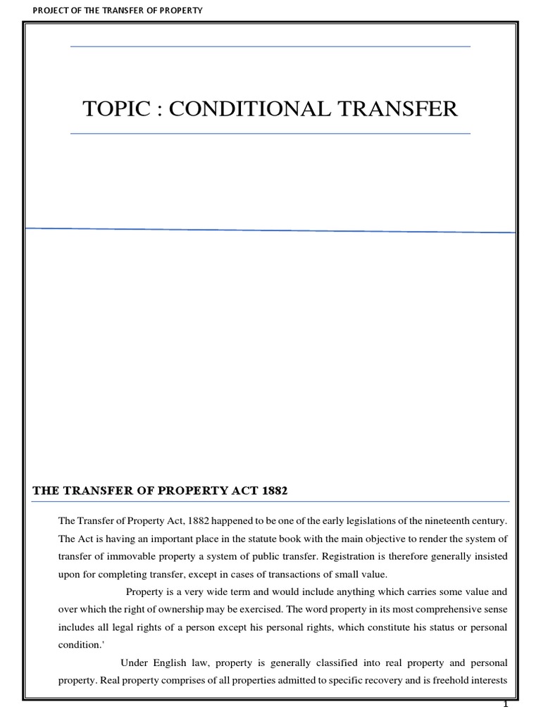 Conditional Transfer | PDF | Real Property | Property