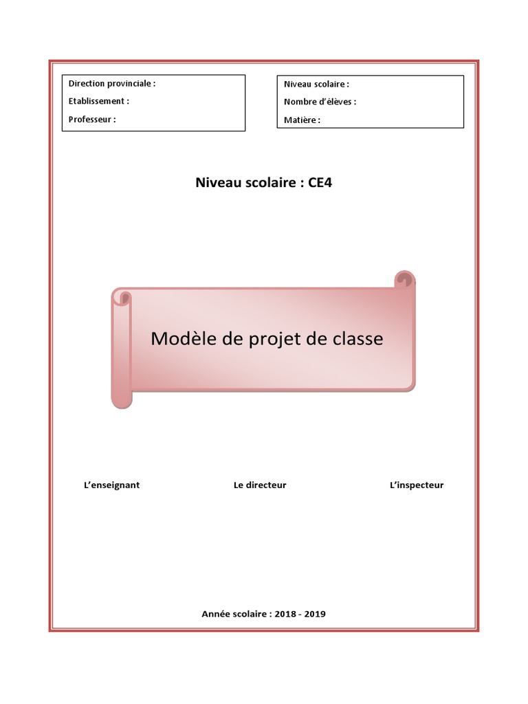 Projet de Classe | PDF | Pédagogie | Cognition