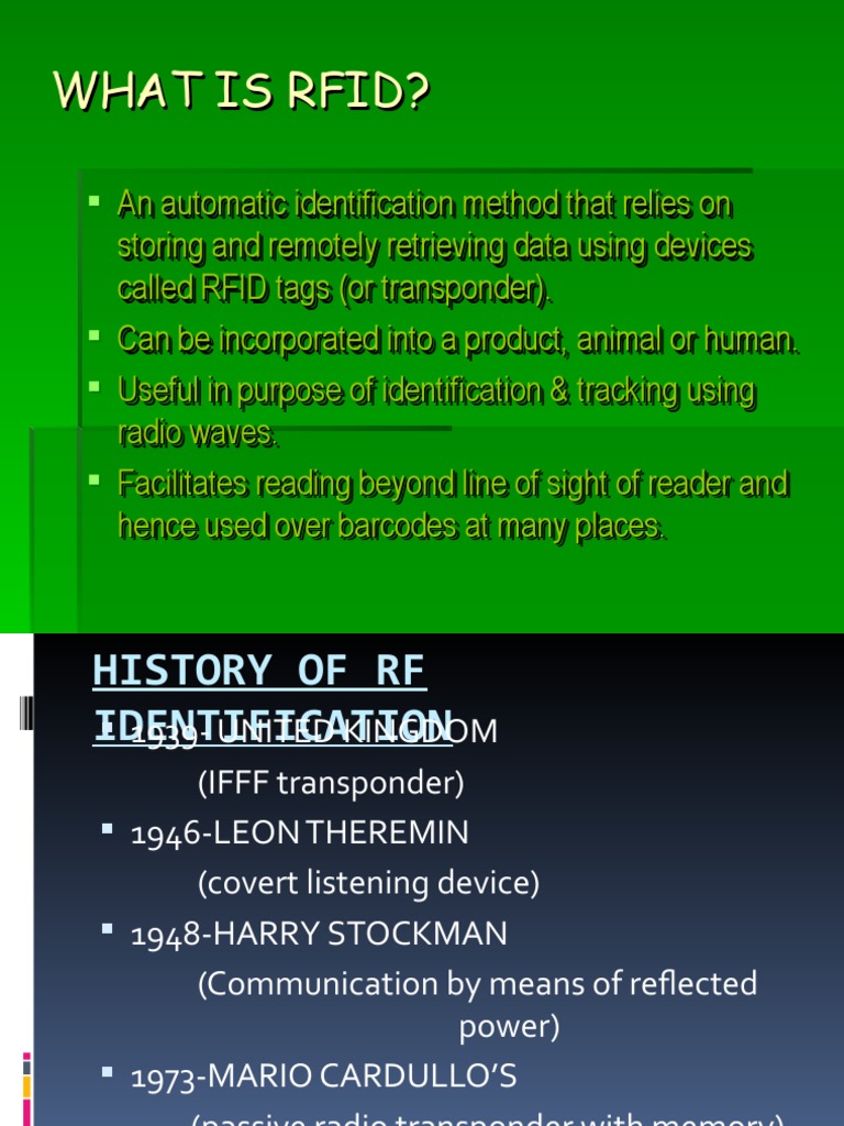 Rfid Presentation 1 Pdf Radio Frequency Identification