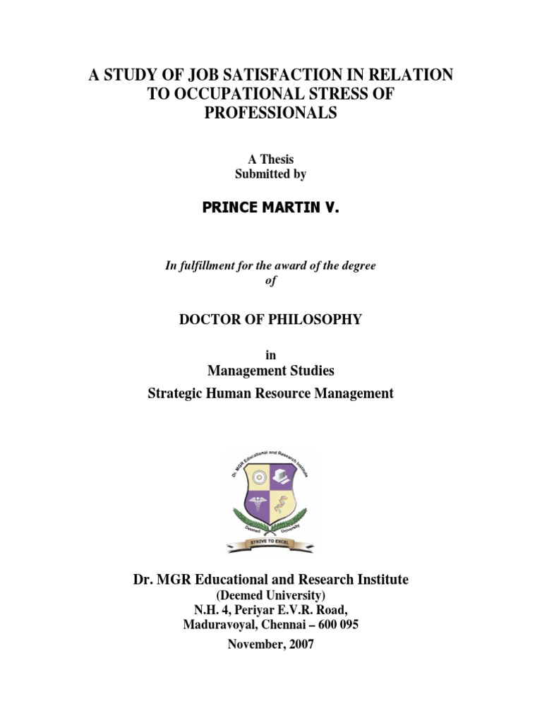 Job Satisfaction & Occupational Stress Study | PDF | Profession | Job ...